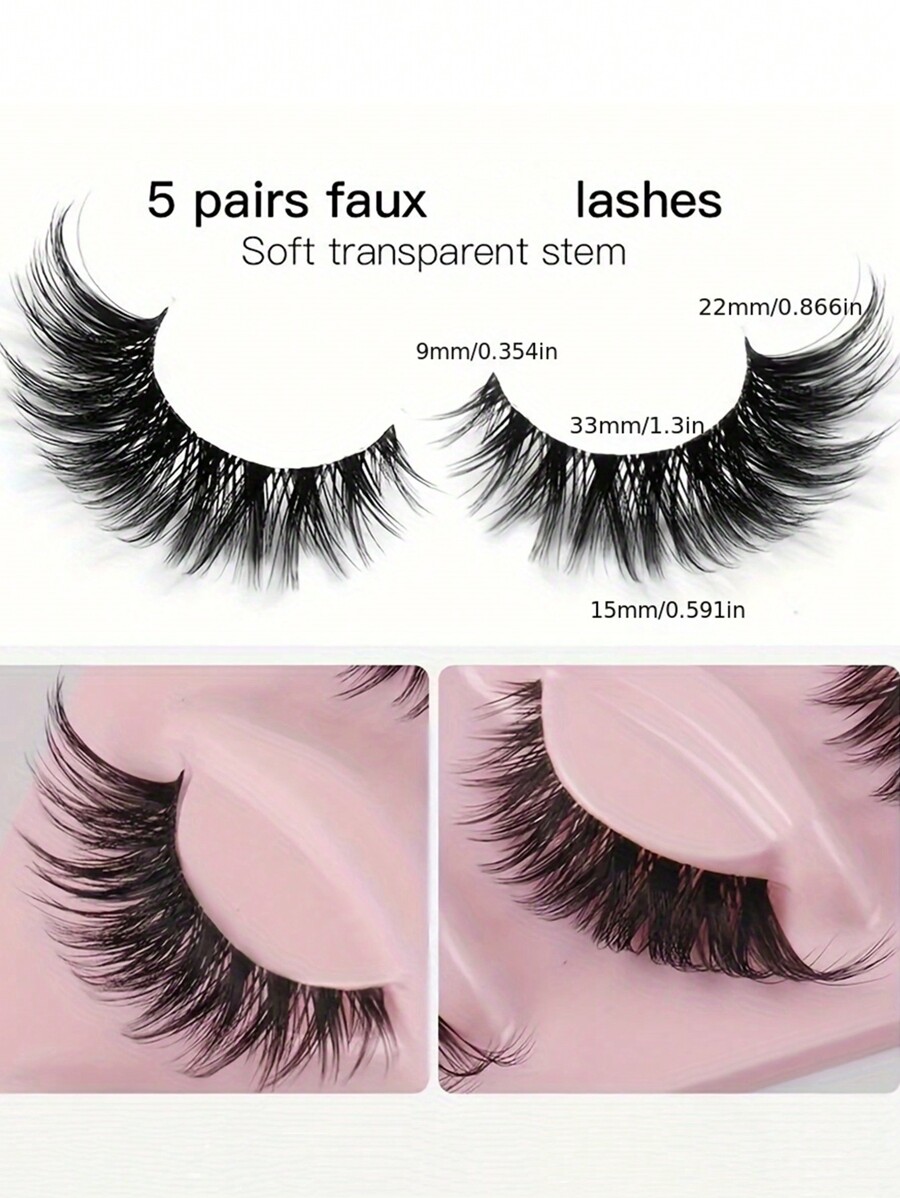 7 Pairs Cat Eye Style Long Cartoon False Eyelashes, Natural Look Winged ...