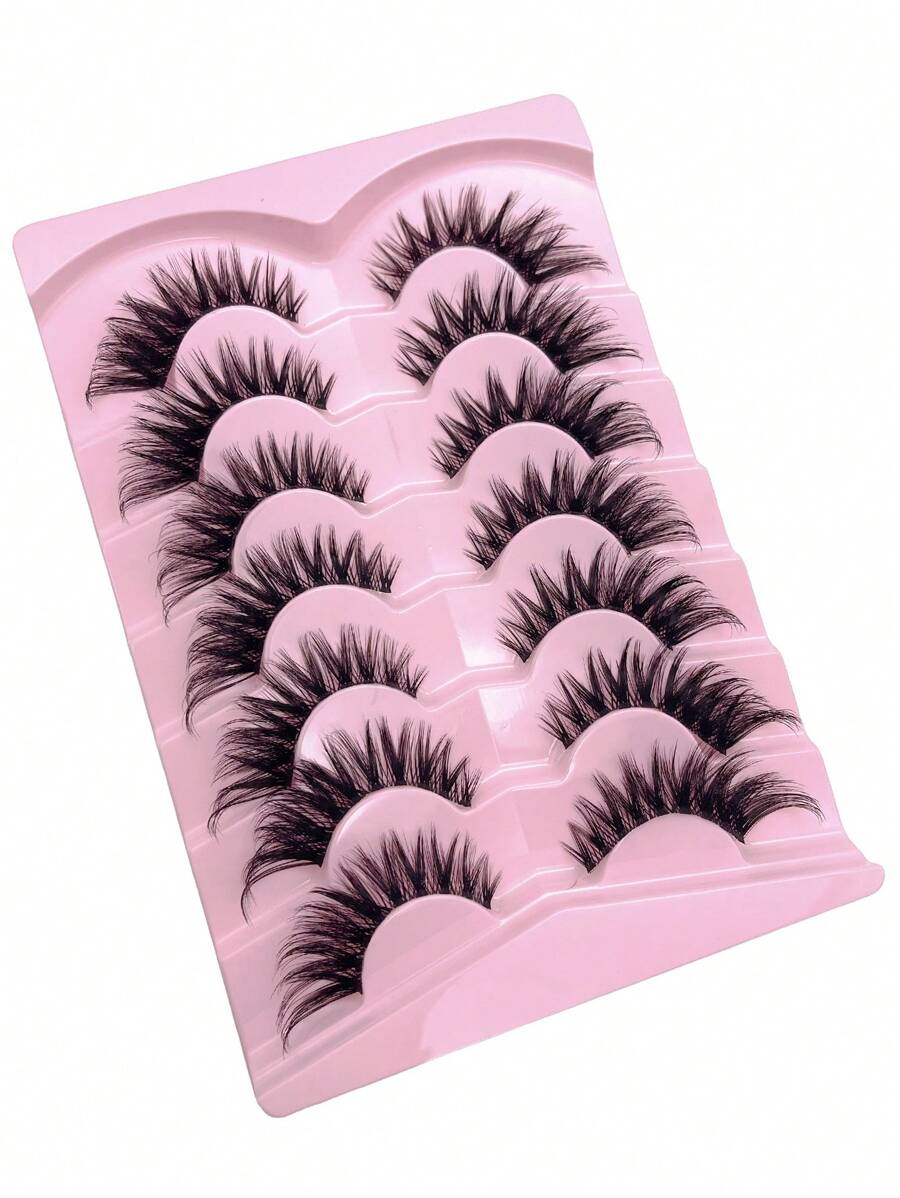 7 Pairs Cat Eye Style Long Cartoon False Eyelashes, Natural Look Winged ...