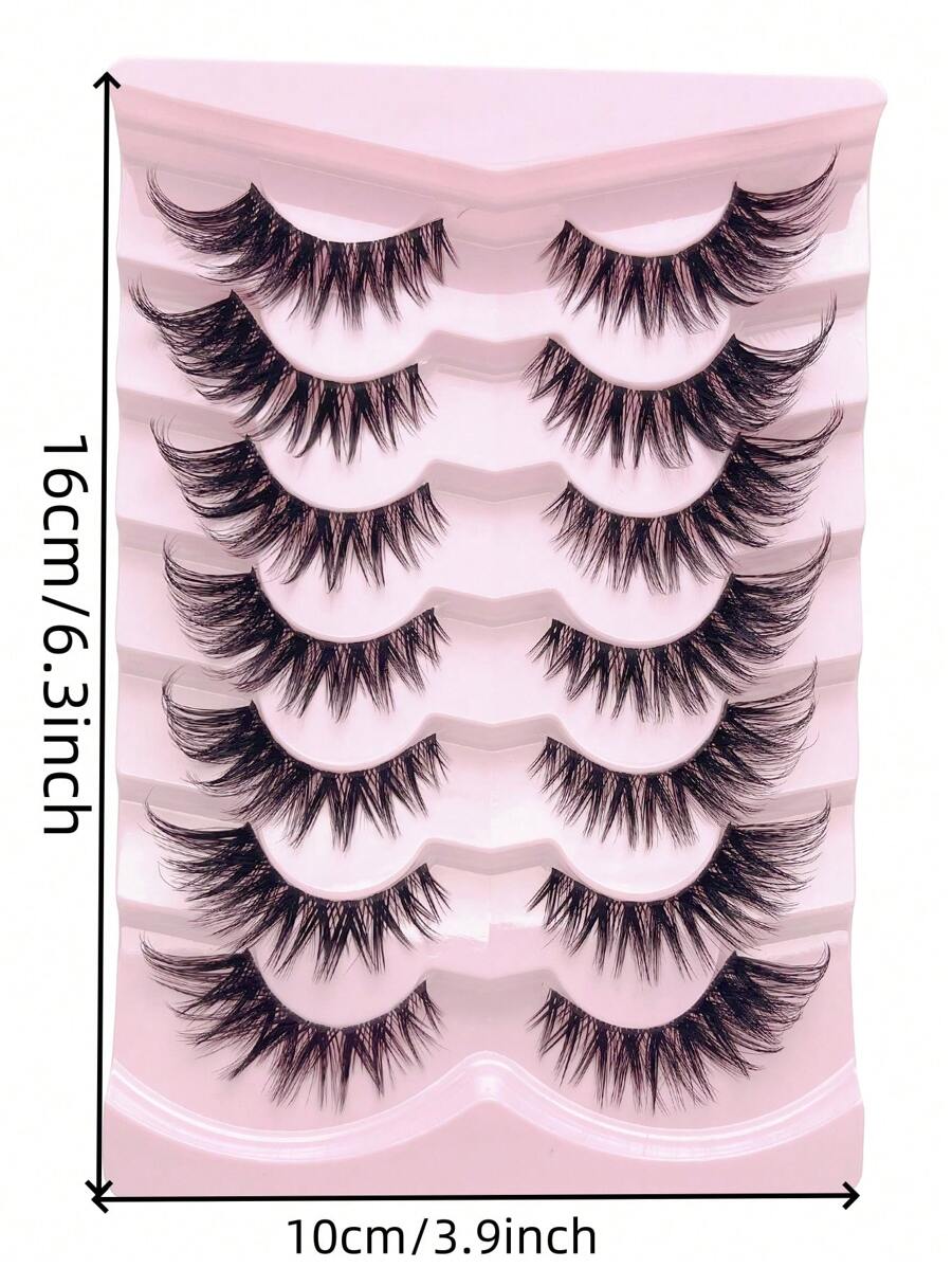 7 Pairs Cat Eye Style Long Cartoon False Eyelashes, Natural Look Winged ...