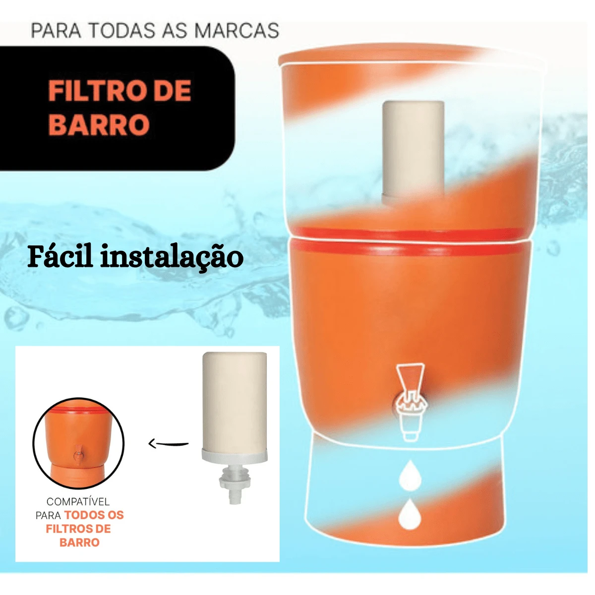 Refil Vela Cerâmica Para Filtro de Barro Pote Água Tradicional ...