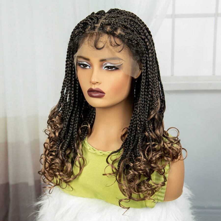 Braided Wigs For Black Women Synthetic Lace Front Wigs Square Knotless ...