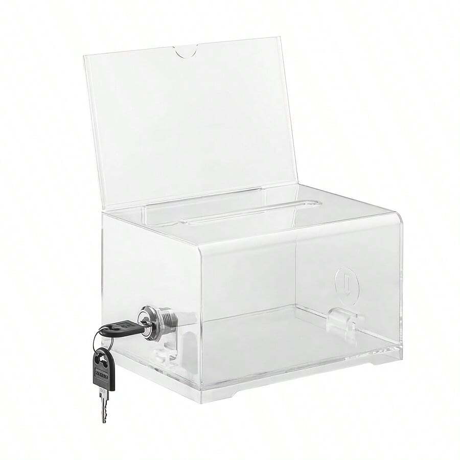 1pc Lockable Donation Box, Acrylic Dispenser With Key, Transparent ...