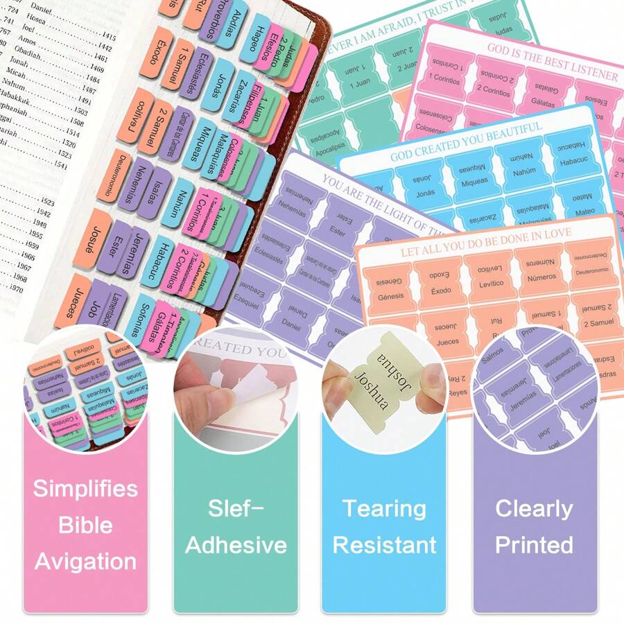 Spanish Bible Index, 75 Tabs, Bible Tabs For Women And Men, Bible Tabs ...