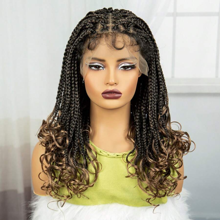 Braided Wigs For Black Women Synthetic Lace Front Wigs Square Knotless ...