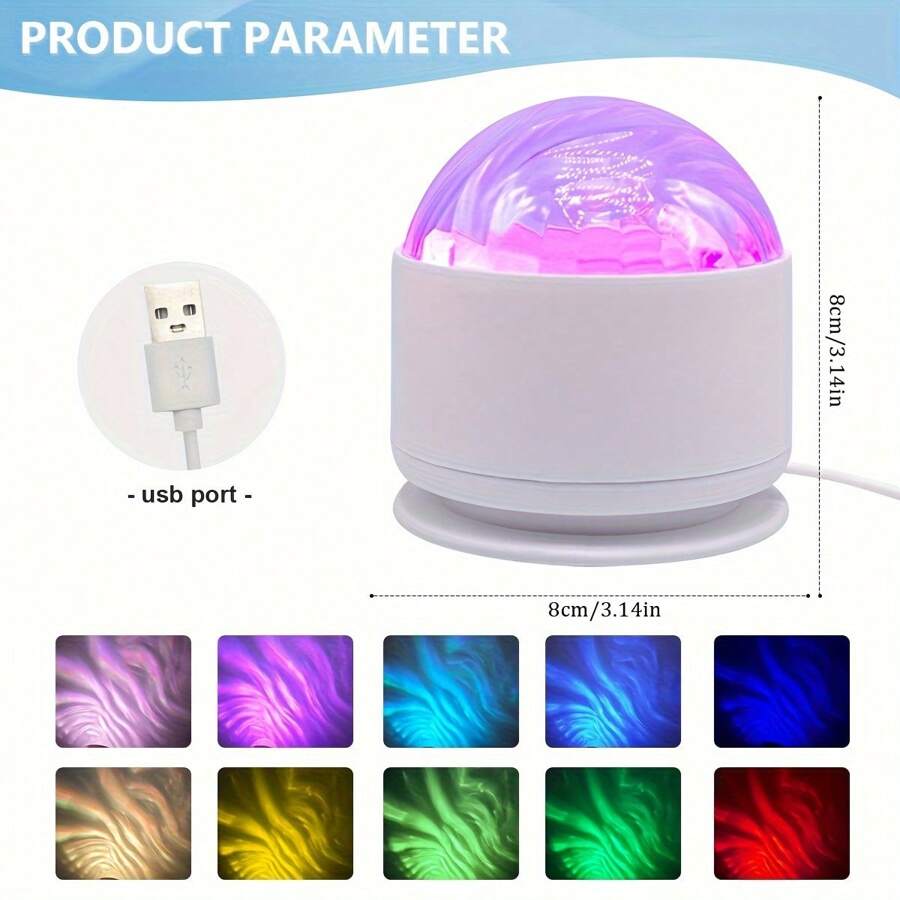 A LED Water Ripple, Northern Lights Night Light, USB Power Supply ...