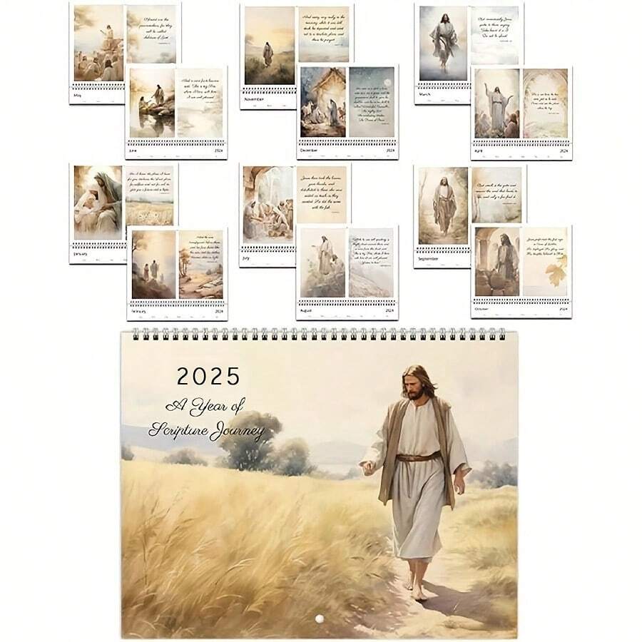 Kalender met thema Jezus Christus 2025, met elke maand inspirerende ...