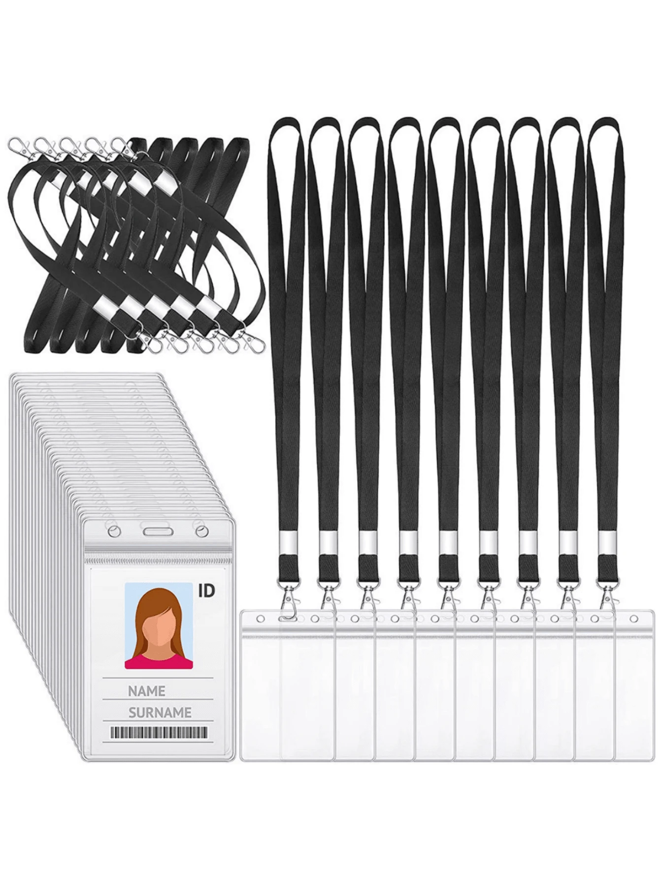 Vertical Transparent Waterproof PVC Card Holder With Lanyard, For ID ...