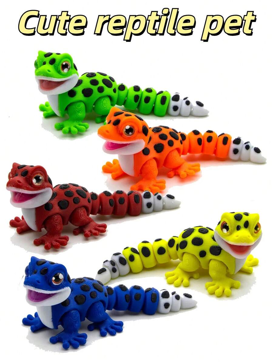 3D Printed Colorful Spotted Gecko Lizard Highly Realistic Eyes Figurine ...