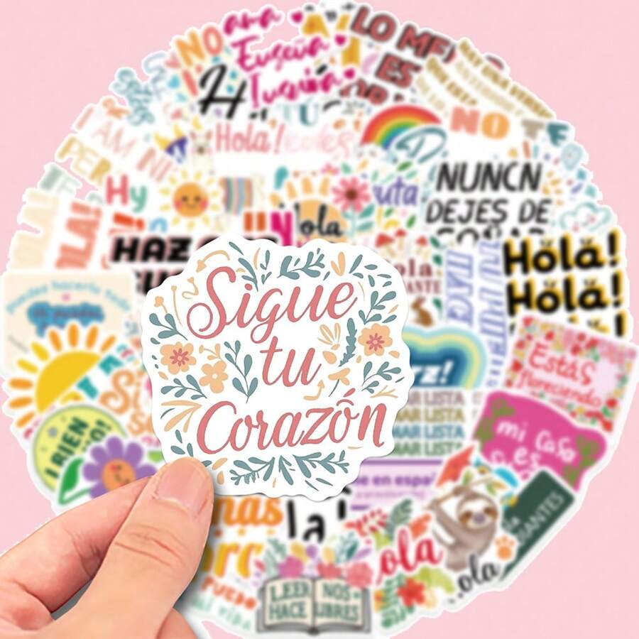 50pcs Spanish Motivational Cartoon Graffiti Stickers For Decoration Of ...