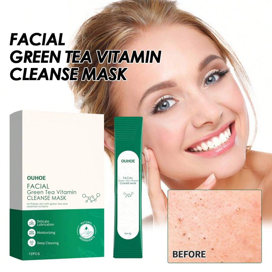 OUHOE Green Tea Vitamin Cleansing Mask - Deep Hydration, Acne Treatment ...