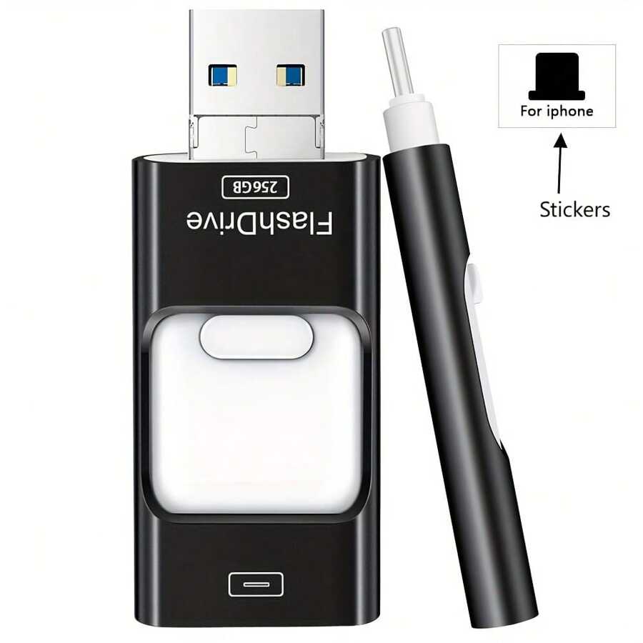 LESOGE Flash Drive Compatible With Iphone 256GB, 4 In 1 USB Type C ...