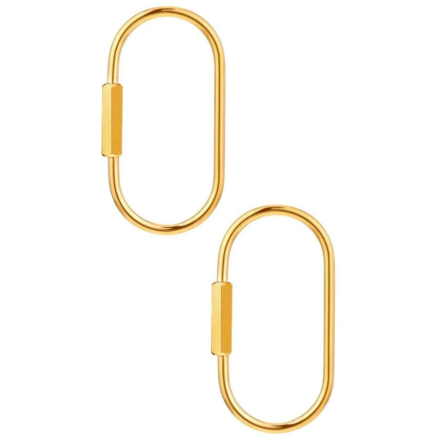 2Pcs Gold Brass Key Ring Brass Screw Lock Key Ring Simple Brass ...