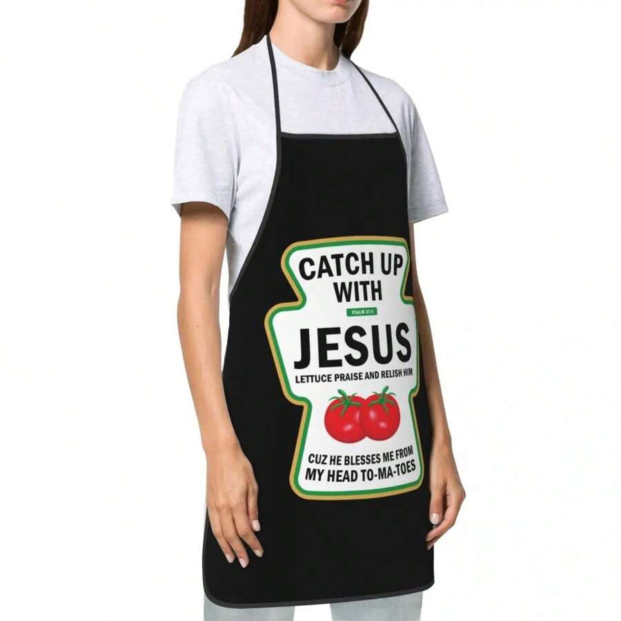 Catch Up With Jesus Aprons Men Women Funny Christian Ketchup Pun Food ...