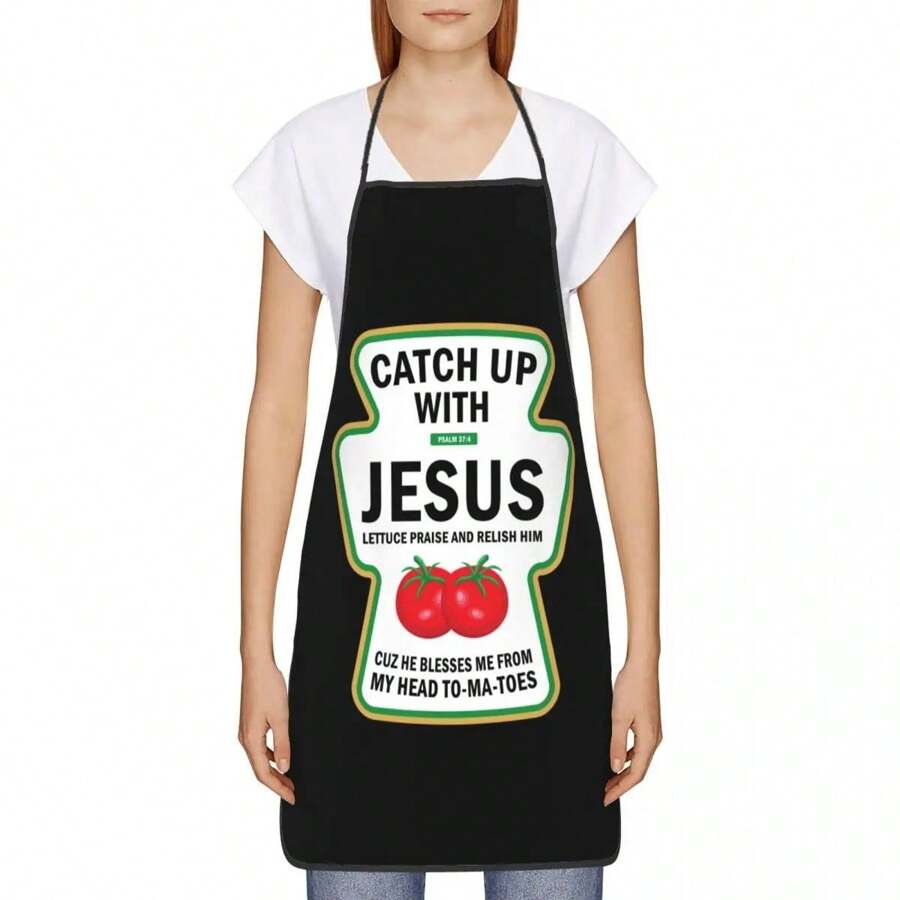 Catch Up With Jesus Aprons Men Women Funny Christian Ketchup Pun Food ...