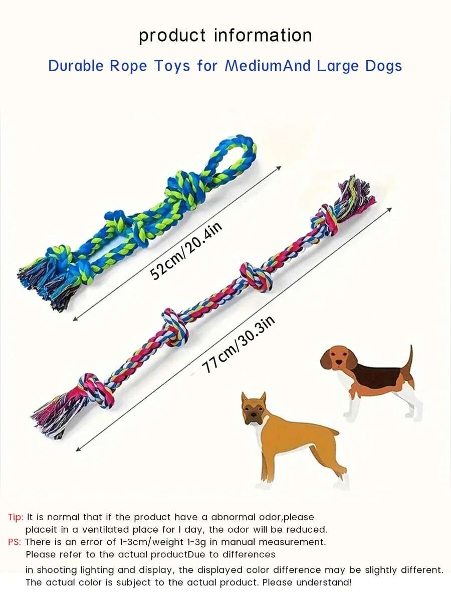 Rope Knotted Dog Chew Toys, Tug Of War Toys Suitable For Large Dogs ...