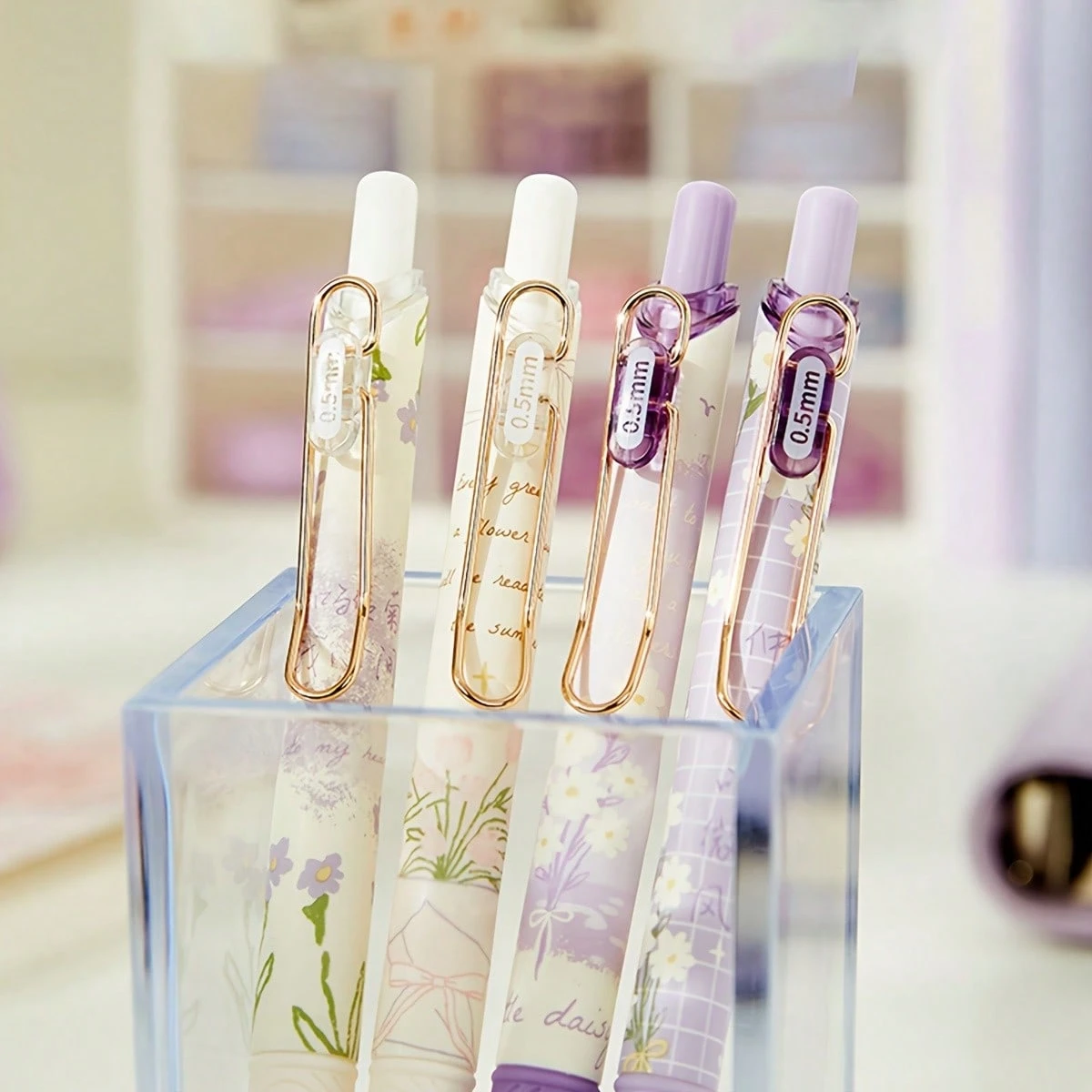 4PCS,Flower Style Gel Link Pens,Fine Point 0.5 Mm,High-End Series Pens ...