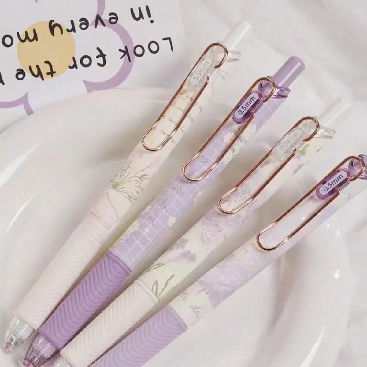 4PCS,Flower Style Gel Link Pens,Fine Point 0.5 Mm,High-End Series Pens ...