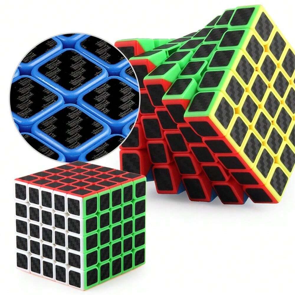 2x2x2, 3x3x3, 4x4x4, 5x5x5 Pyramid Shape Magic Cube Set, Carbon Fiber Sticker Puzzle Cube Toys ...