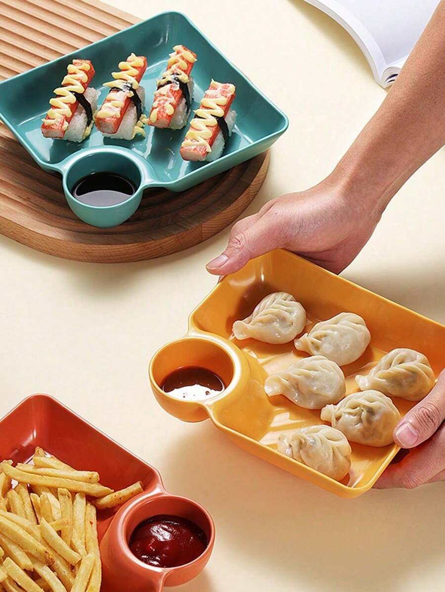 シンプルディッピングプレート、ギョーザプレート、ディッピングプレート、フライドチキン フレンチフライプレート、スナックプレート、ディッピング ...