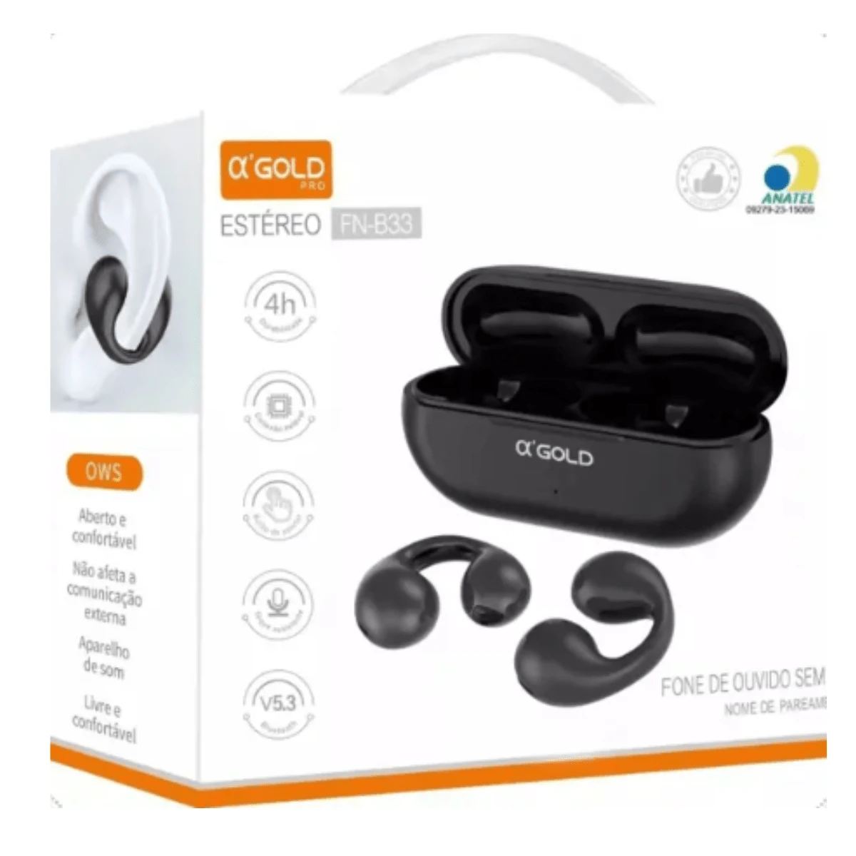 Fone De Ouvido Bluetooth A Gold Fn-bt33 Earcuffs Esportivo Cancelamento de Ruído TWS Compativel ...