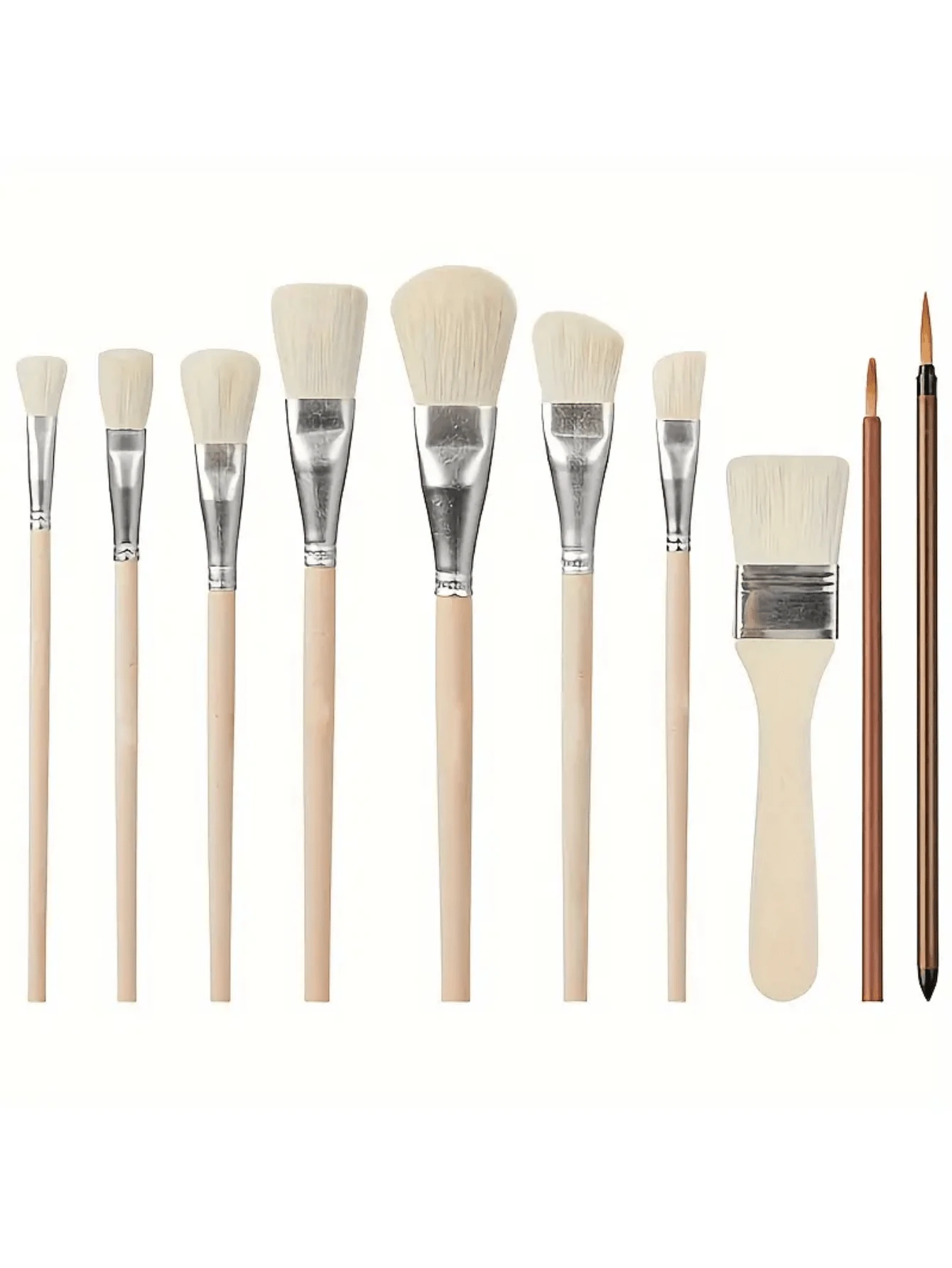 10pcs/Set Ceramic Glazed Paint Brushes & Mop Brush Combo, Goat Hair ...