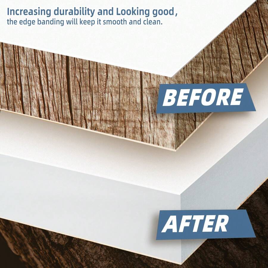 1 rouleau de bande de chant en mélamine, 25 pieds de rouleau de bande de chant de placage blanc ...