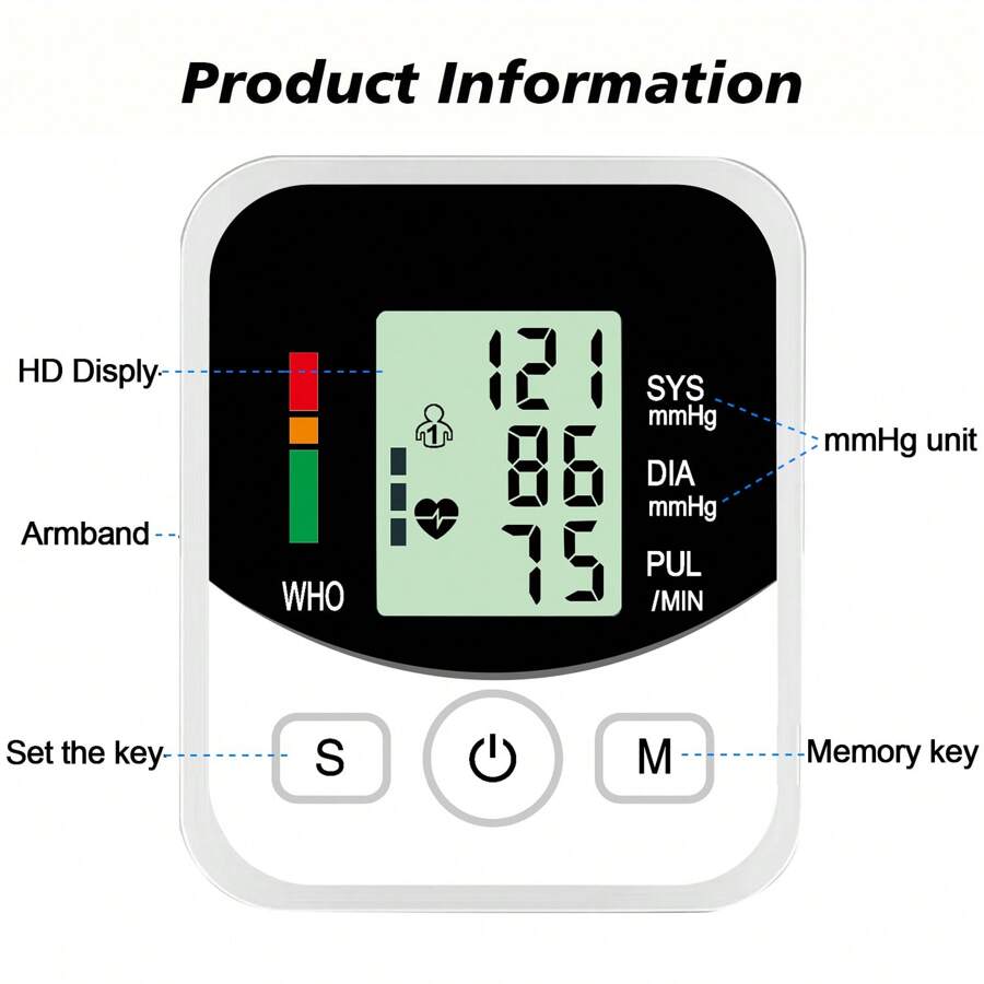 Portable Arm Blood Pressure Monitor Pressure Sensor Monitor BP ...