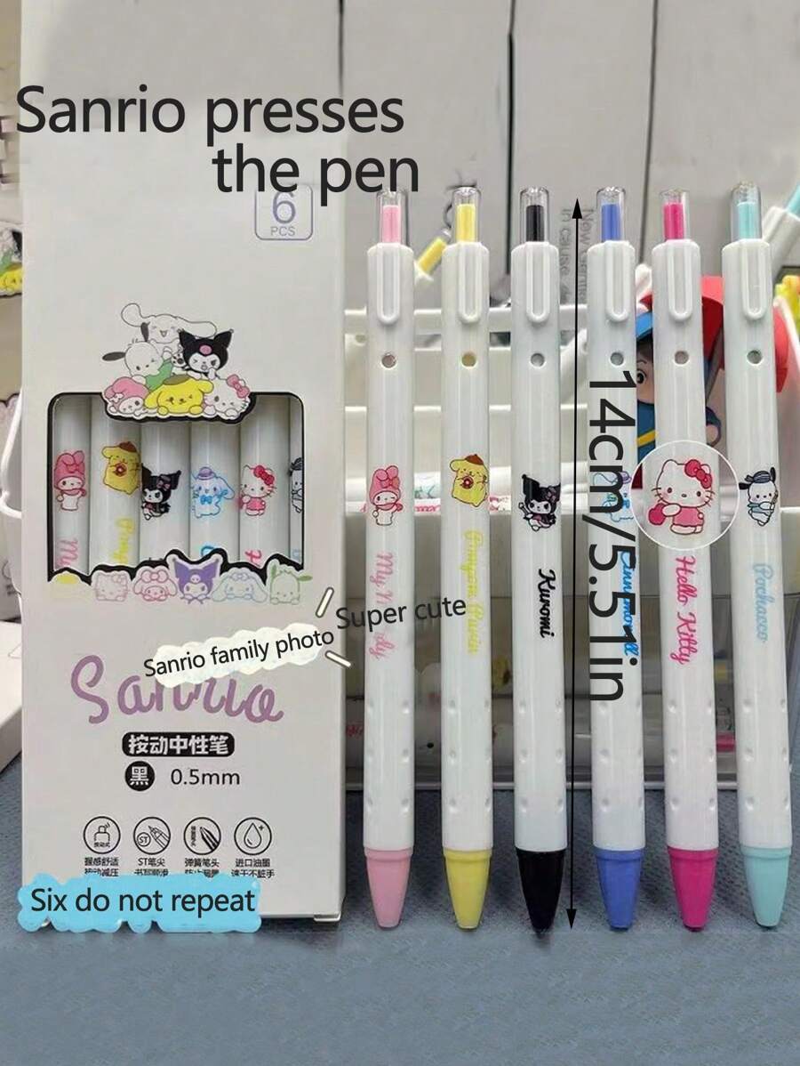 Sanrio 6pcs Cartoon Press Switching Color Changing Ballpoint Pens, 0 ...