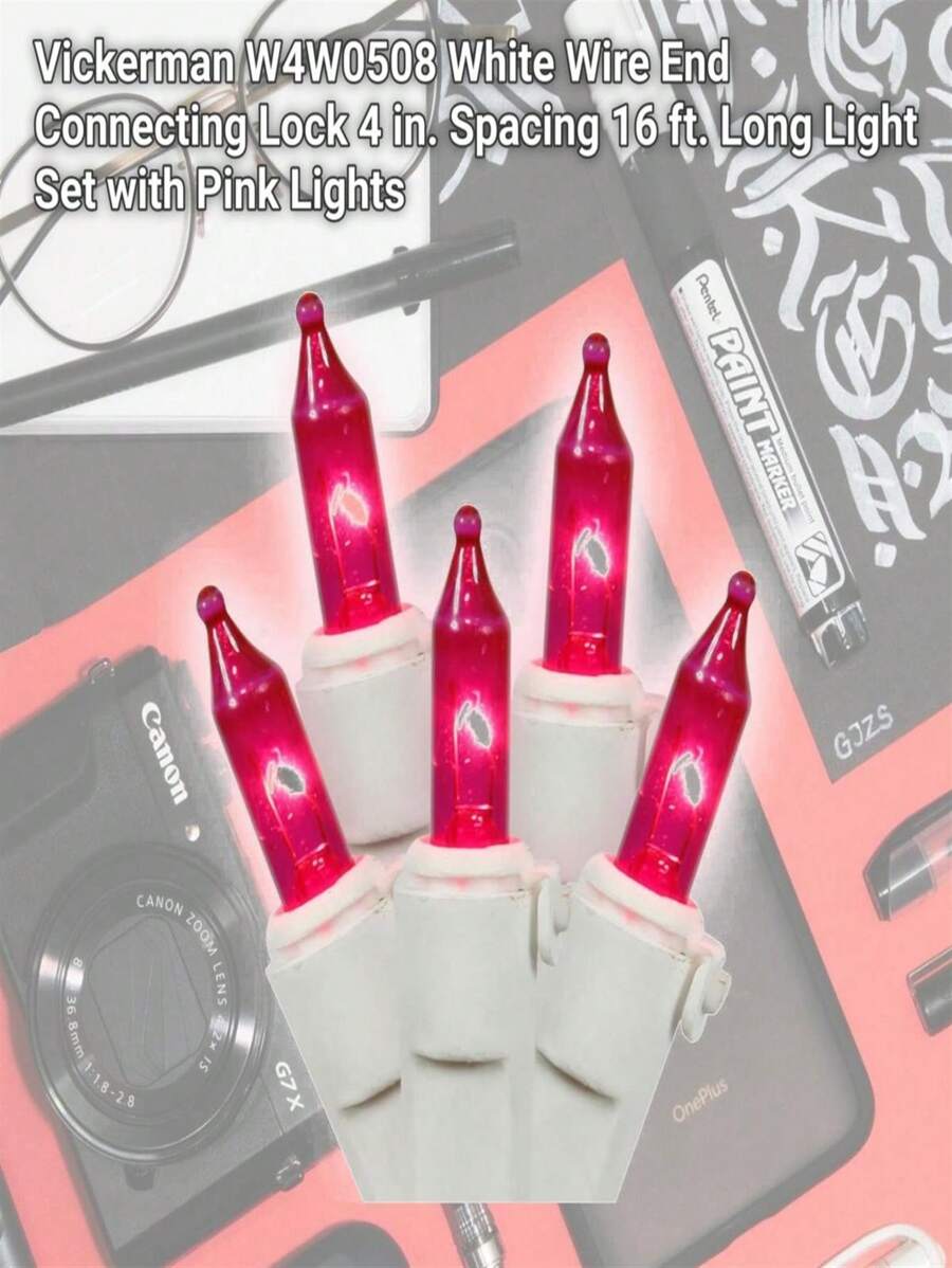 White Wire End Connecting Lock 4 In. Spacing 16 Ft. Long Light Set With ...