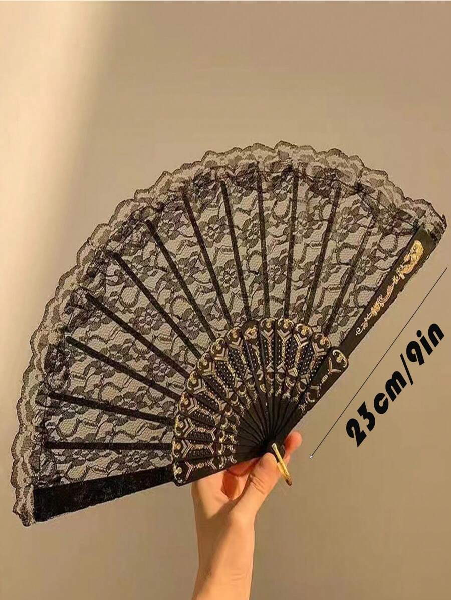 Foldable Lace Fan Handheld Chinese Vintage Style Hand Held Folding Fans ...