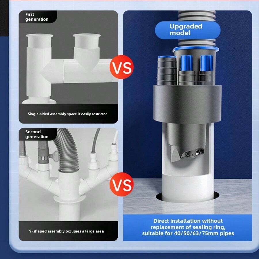 5-Way Kitchen Sink Drain Pipe Connector, Anti-Odor Splitter Adapter For ...