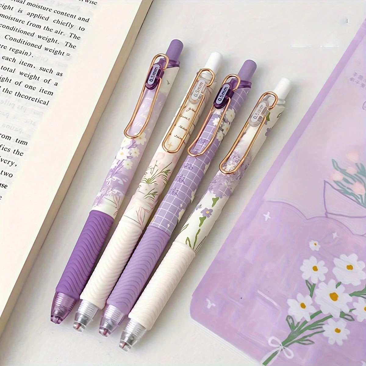 4PCS,Flower Style Gel Link Pens,Fine Point 0.5 Mm,High-End Series Pens ...