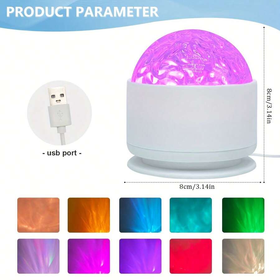 A LED Water Ripple, Northern Lights Night Light, USB Power Supply ...