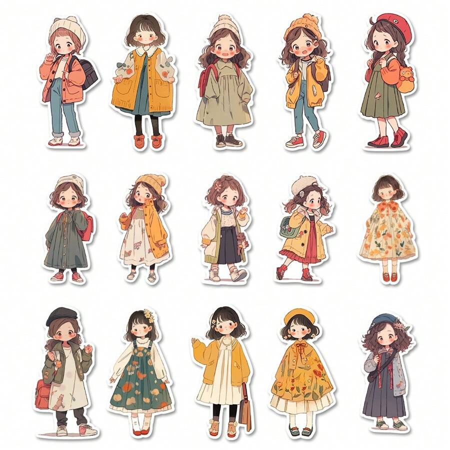 1packs Beautiful Autumn Dressing PVC Self Adhesive Stickers For ...