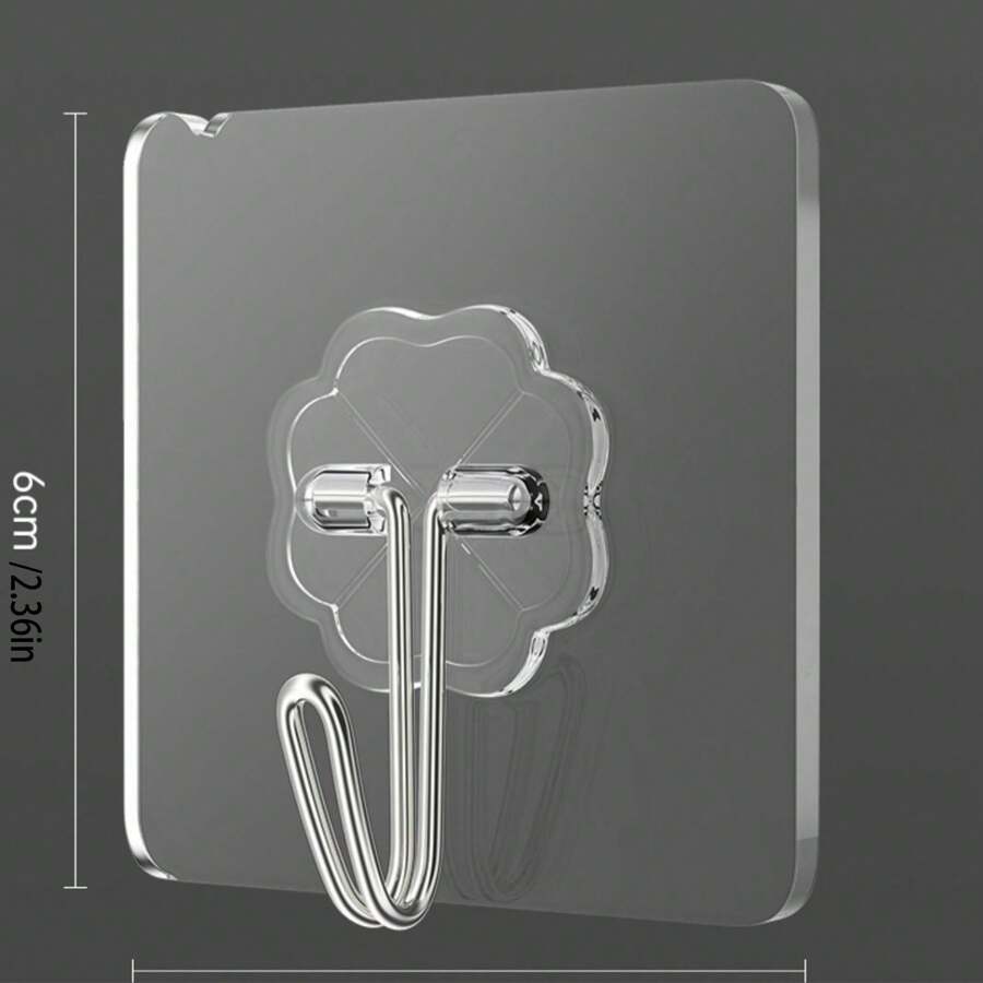 Adhesive Acrylic Wall Hooks, No Drilling, Transparent Hangers For Dorms ...