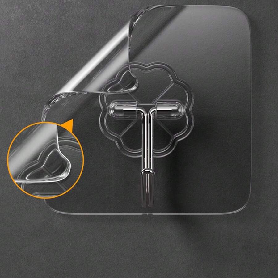 Adhesive Acrylic Wall Hooks, No Drilling, Transparent Hangers For Dorms ...