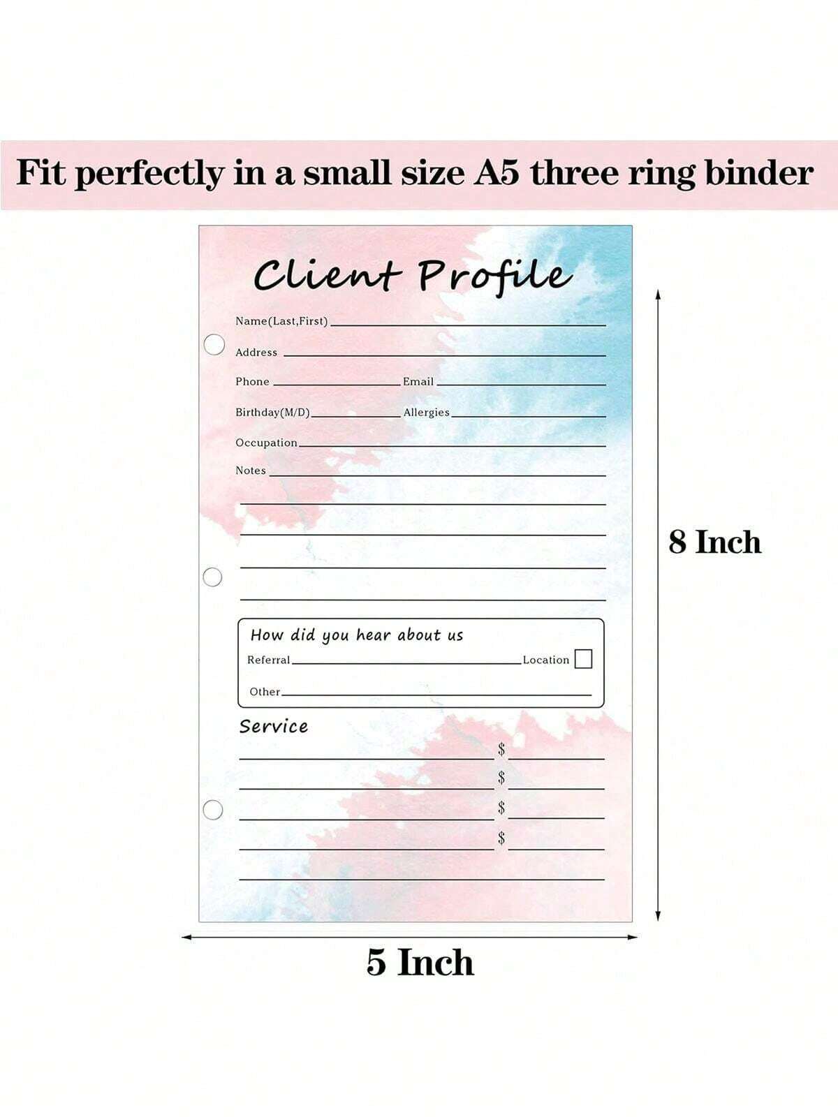 Customer Information Card Client Profile Cards - Client Contact Profile ...