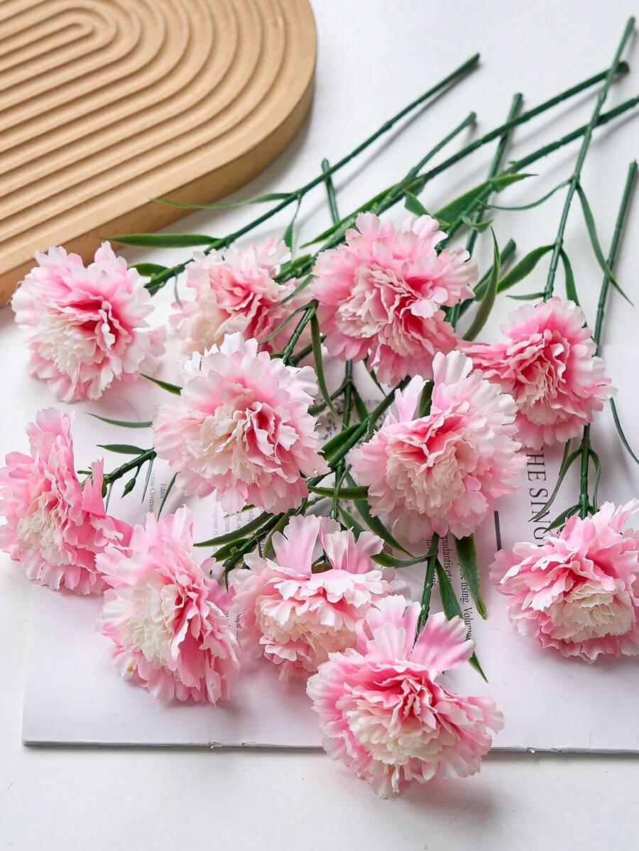 6pcs Artificial Carnations Artificial Flowers Stems Silk Carnations ...