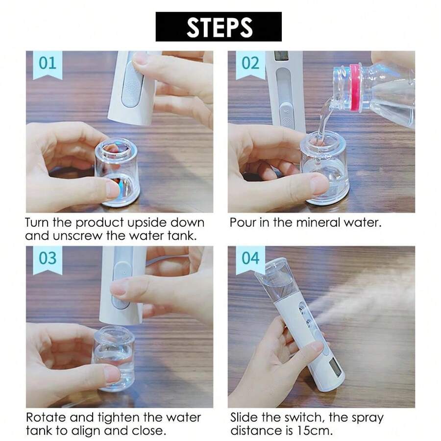 30ML Mist Sprayer Handheld Double Spray-Head Nano Face Hydrating ...