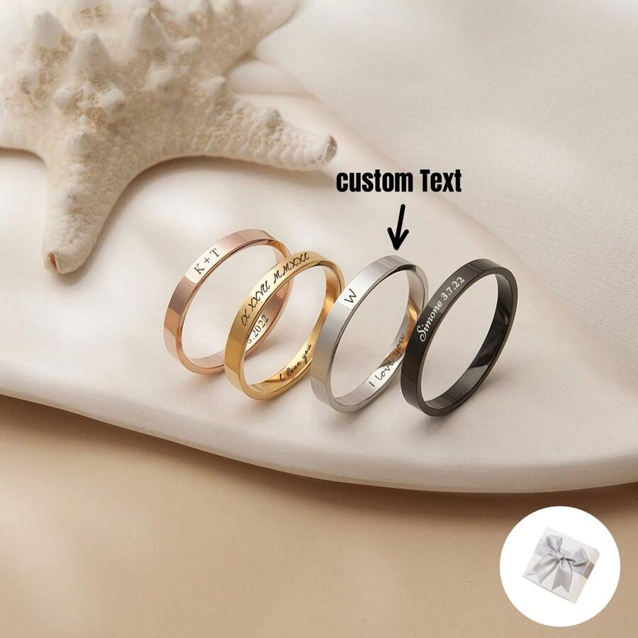 Gift For Her - Dainty Ring - Engraved Ring - Roman Numeral Ring -Inside ...