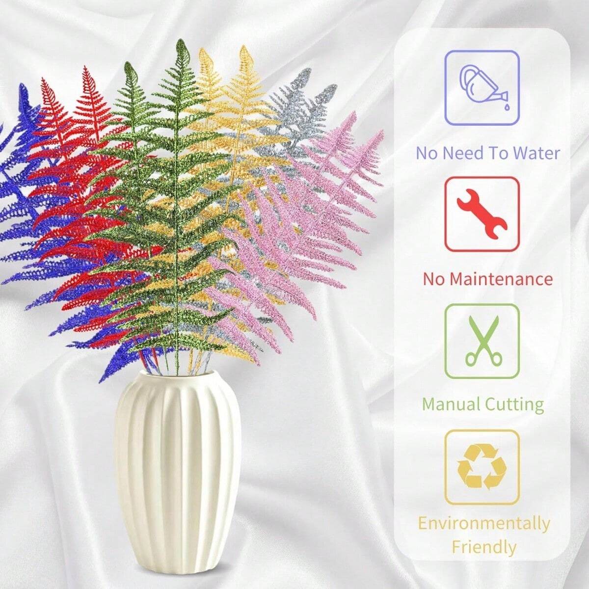 Artificial Gold Leaves Fern Plants Large Leaves - 10 Packs, Fake Boston ...