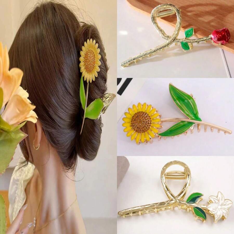 Metal Hair Clips Flower Claw Hairpin | Mode de Mujer | SHEIN España