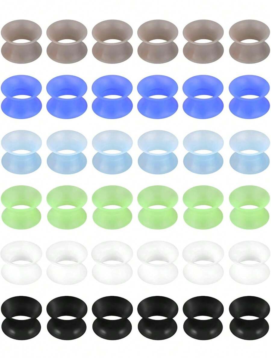 Silicone Flexible Ear Tunnels Gauges Plugs Stretchers Expander Double ...