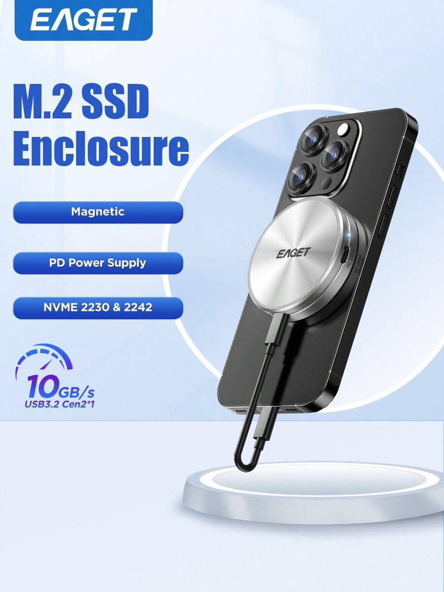 EAGET Eaget Magnetic M.2 2230 NVMe Upto 4TB Magnetic Portable SSD USB 3 ...