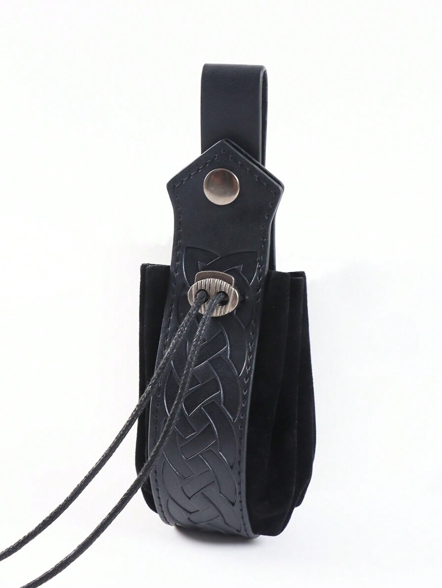 2PCS Medieval Knight Belt Viking Belt Black Pu Belt Pouch Renaissance ...