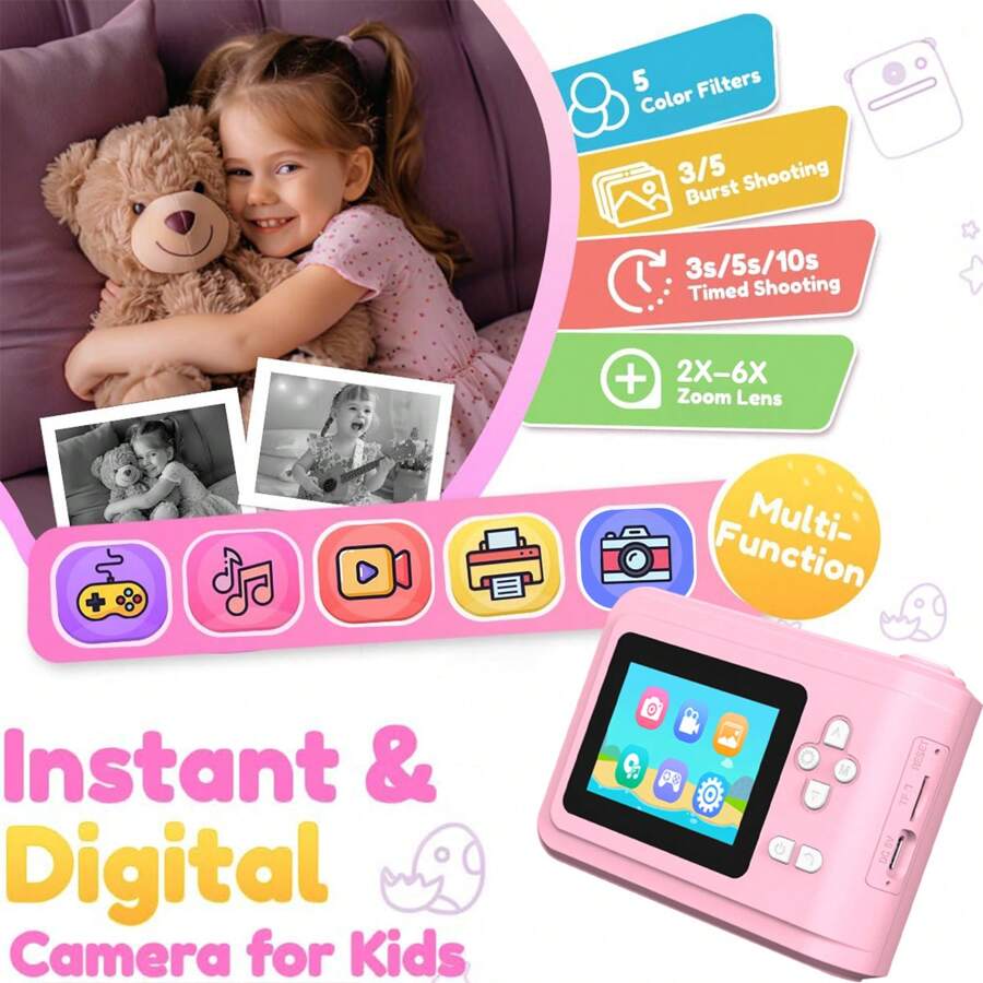 Kids Instant Print Camera 1080P Digital Camera With Video Shoot ...