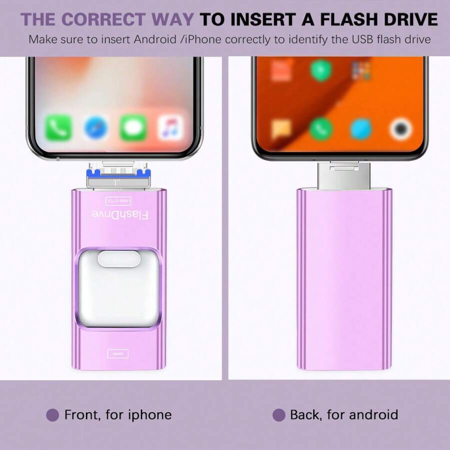 LESOGE Flash Drive Compatible With Iphone 256GB, 4 In 1 USB Type C ...