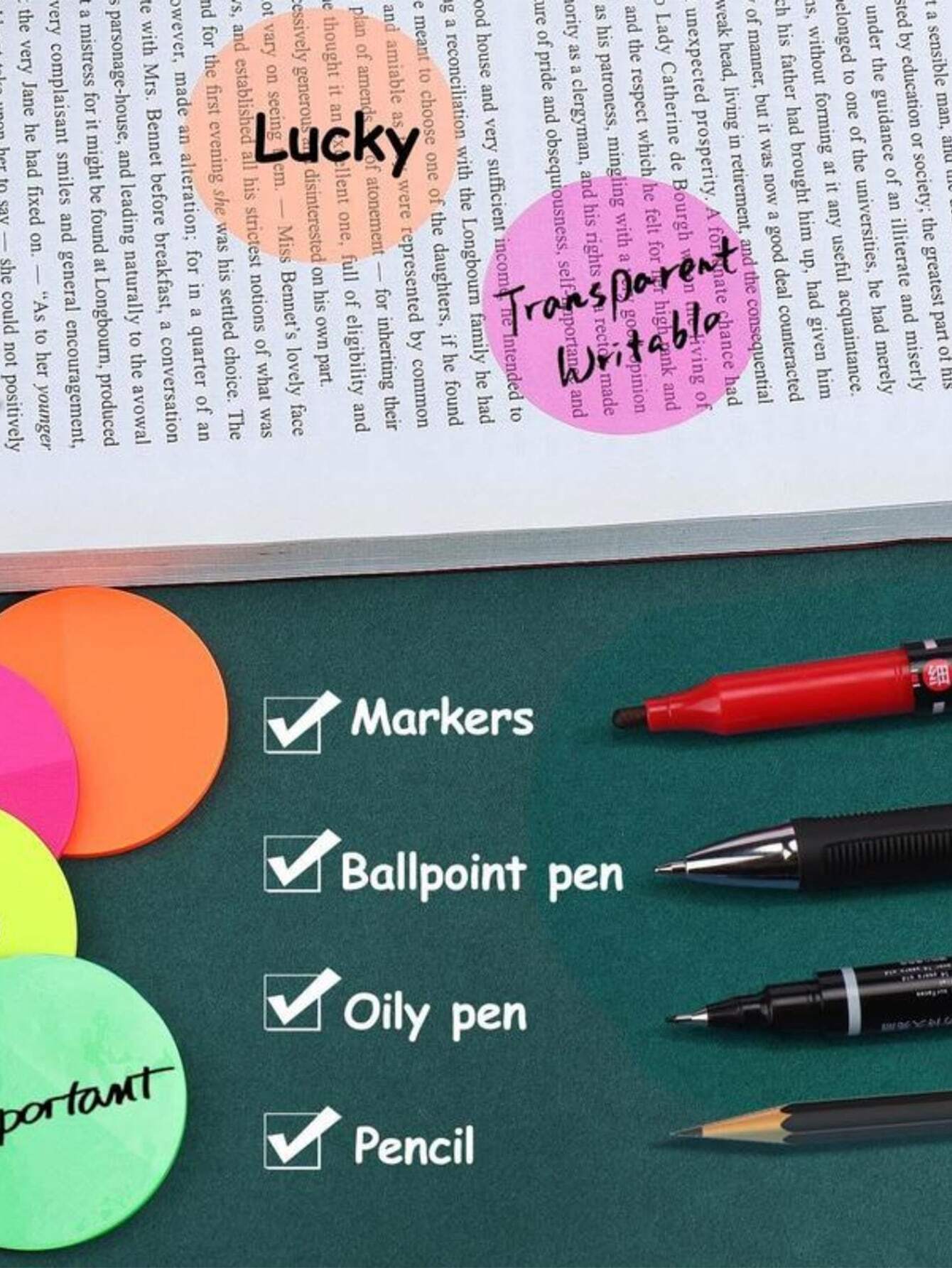 8Packs Clear Writable Index Sticky Notes, Transparent Waterproof Memo ...