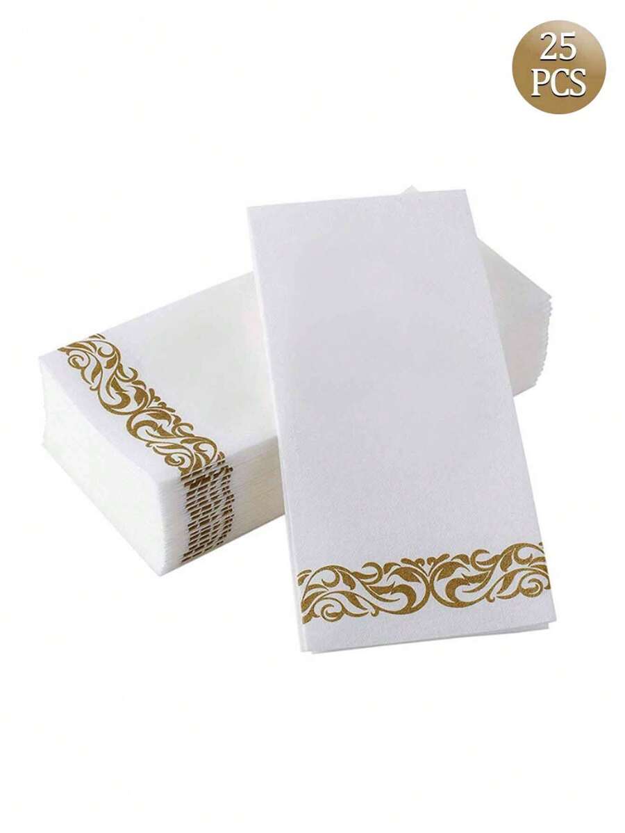 1 Pack Of 25pcs Disposable High-End Gold Color Tissue Paper With Fabric ...
