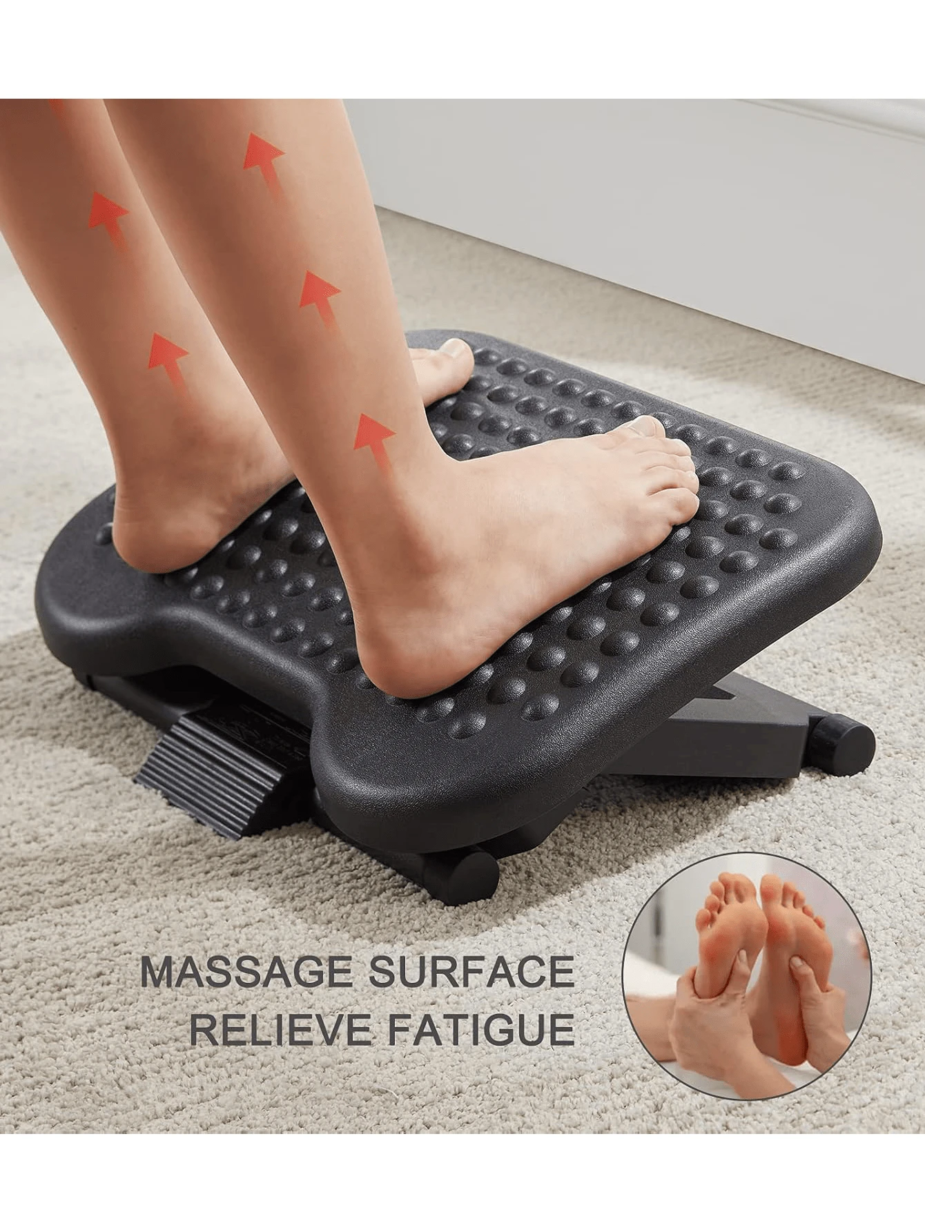 Beauty Showme Adjustable Foot Rest Under Desk, 3 Height Positions & 30 ...